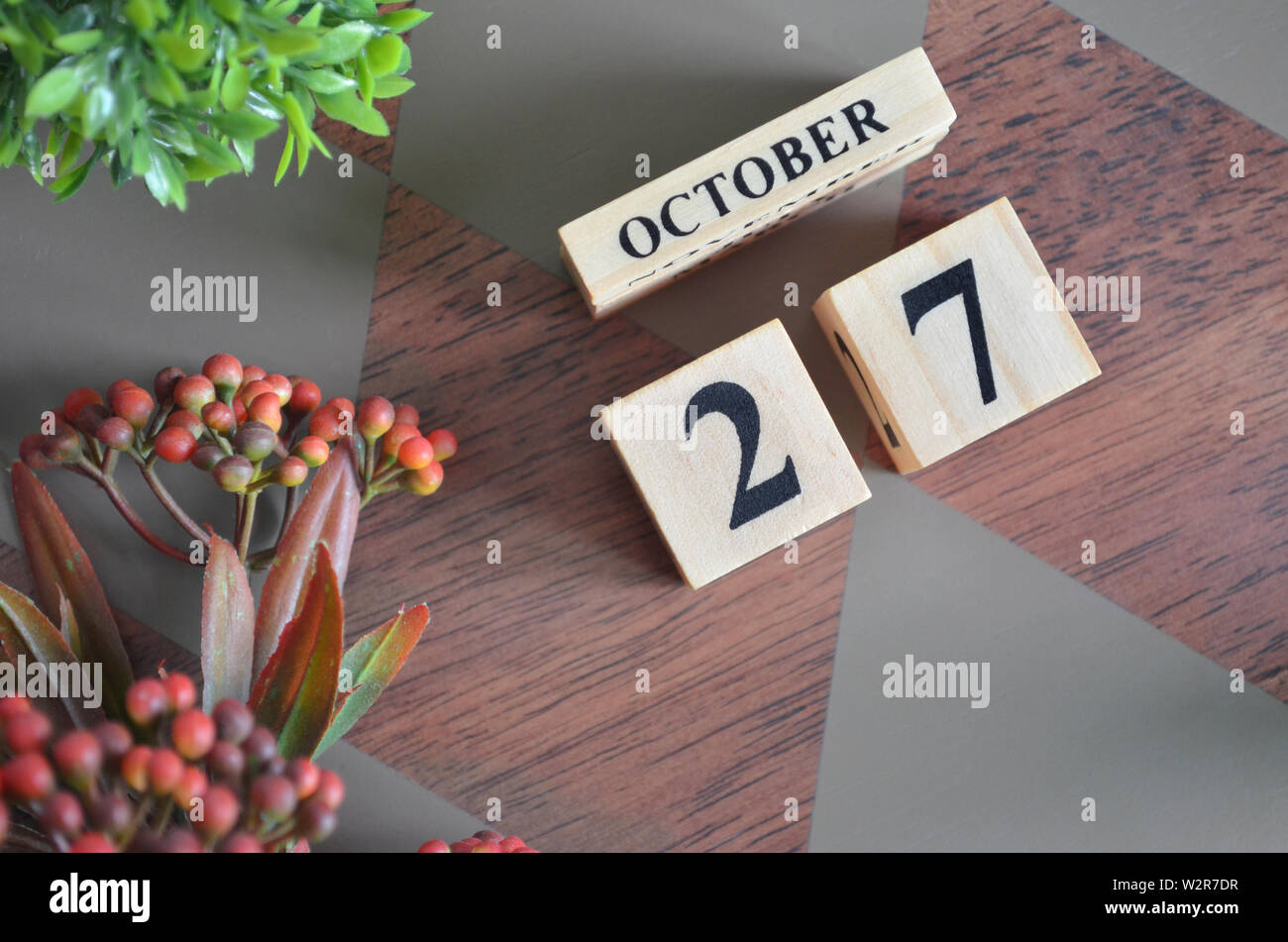 Date of October month. Diamond wood table for background Stock Photo ...