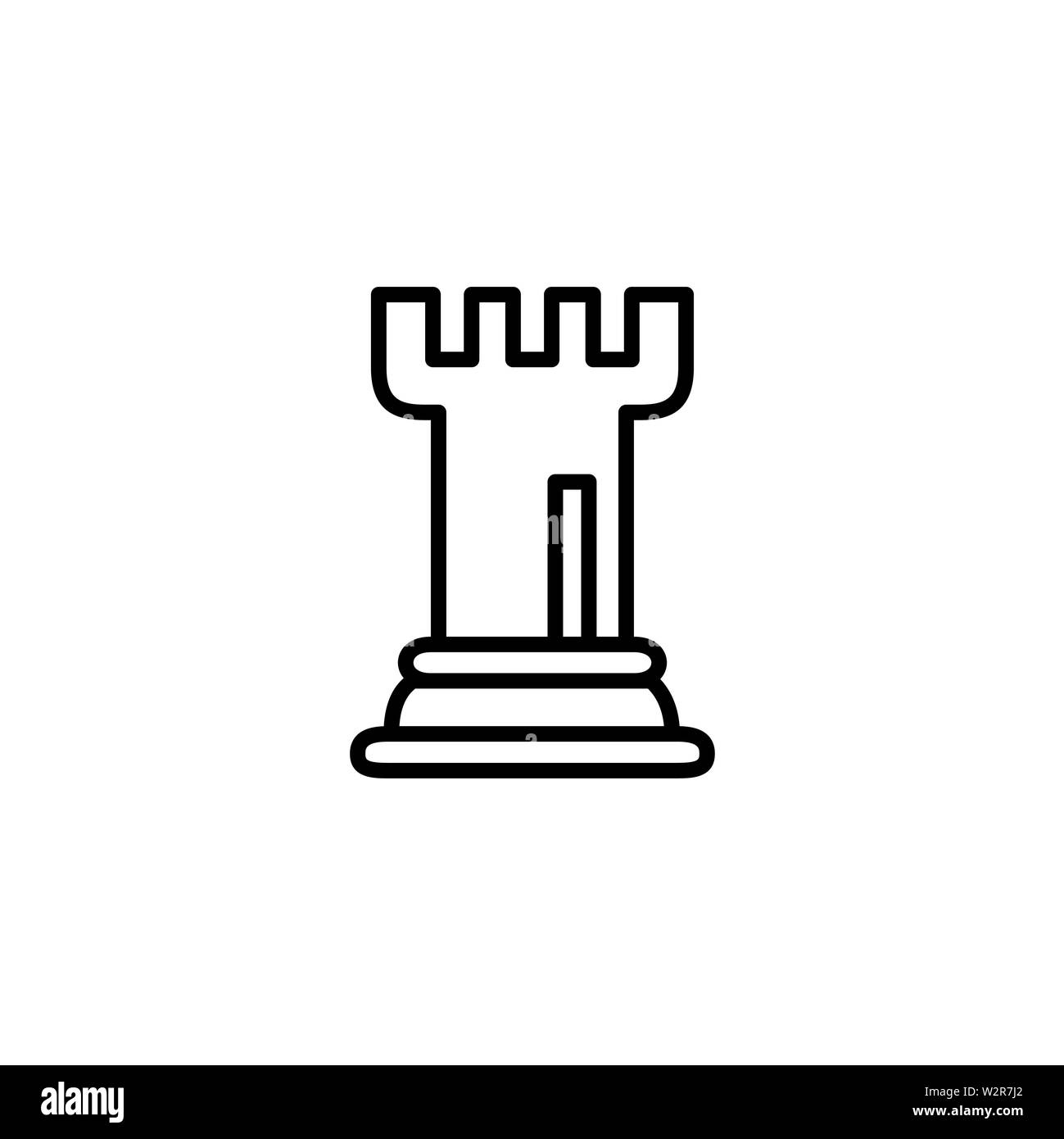 Chess Rook Line Icon In Flat Style Vector For Apps, UI, Websites. Black ...