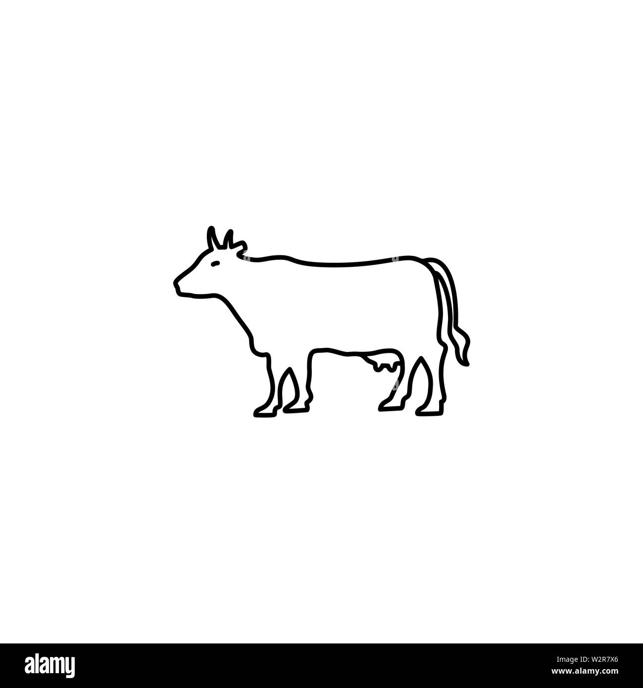 Cow Line Icon In Flat Style Vector Icon. Domestic Animals Black Icon ...