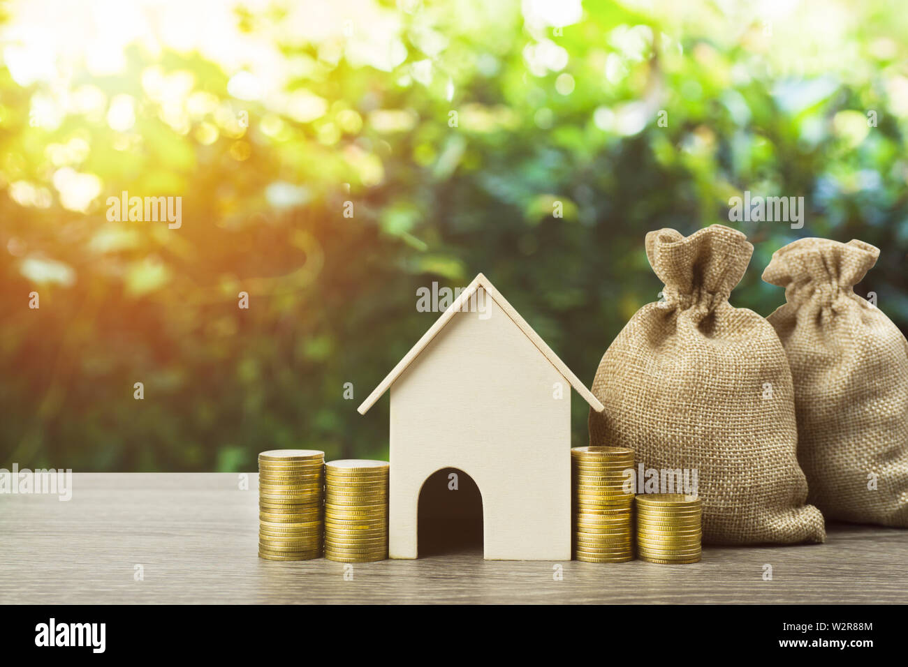 Saving money or property investment or buy a new home concept. A small ...