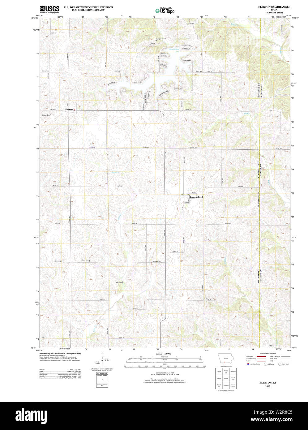 USGS TOPO Maps Iowa IA Ellston 20130402 TM Restoration Stock Photo - Alamy