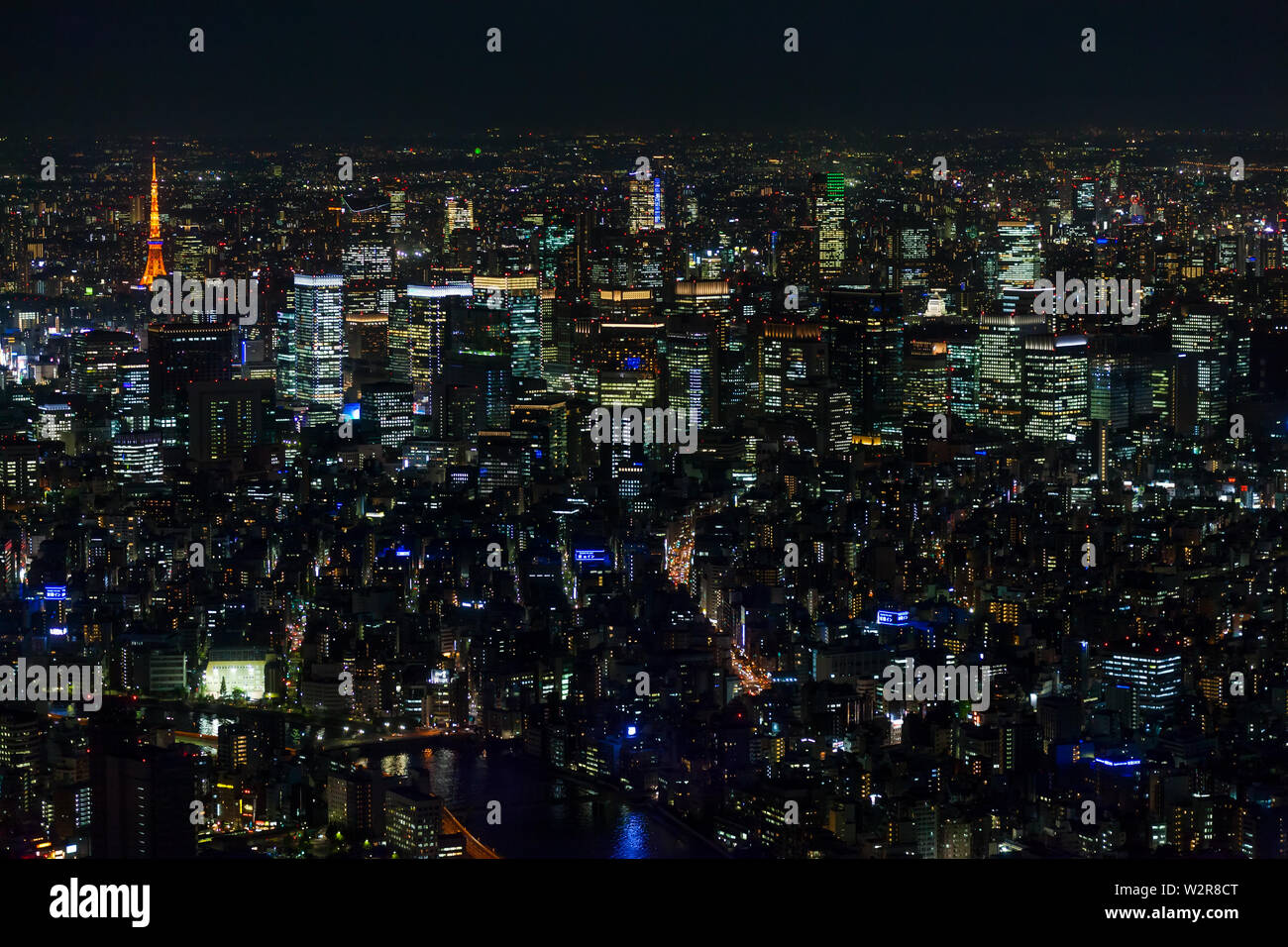 Aerial view of the city skyline at night, Tokyo, Japan Stock Photo - Alamy