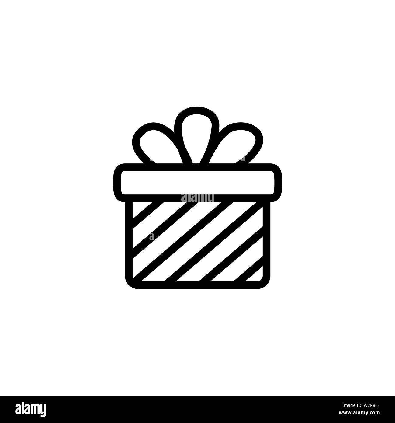 Gift Box Line Icon In Flat Style Vector For App, UI, Websites. Black ...