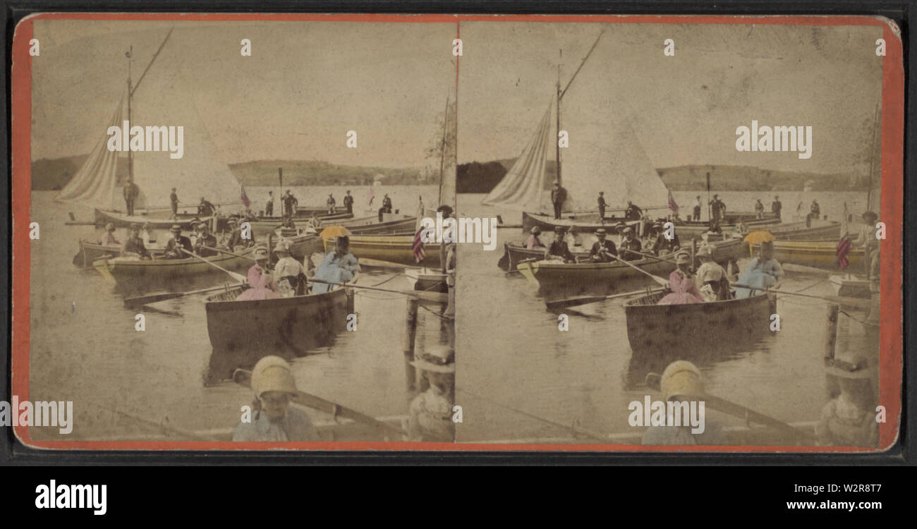 Boating on the Lake Mahopac, by Louis Alman Stock Photo - Alamy