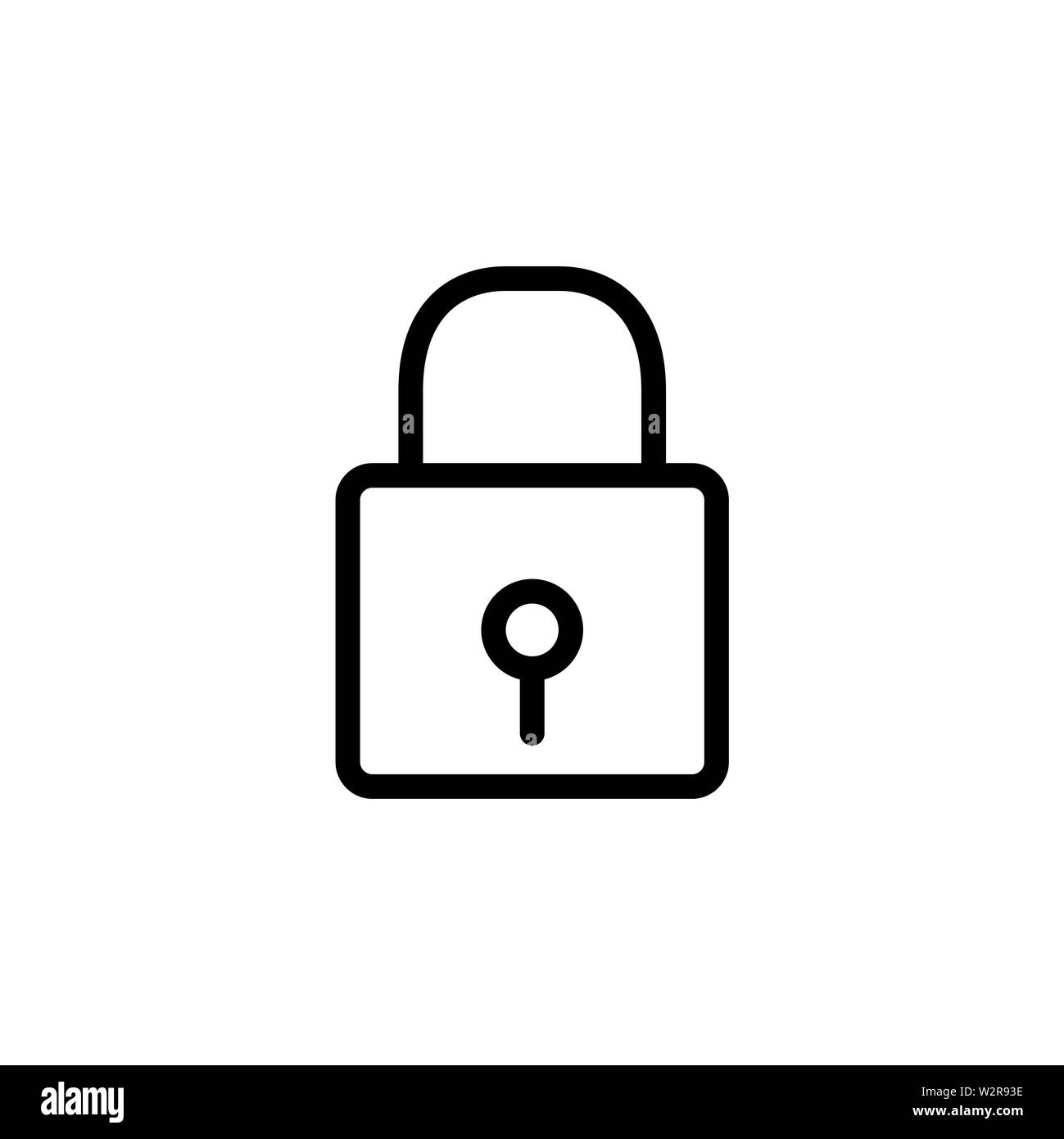 Lock Line Icon In Flat Style Vector For App, UI, Websites. Black Icon ...