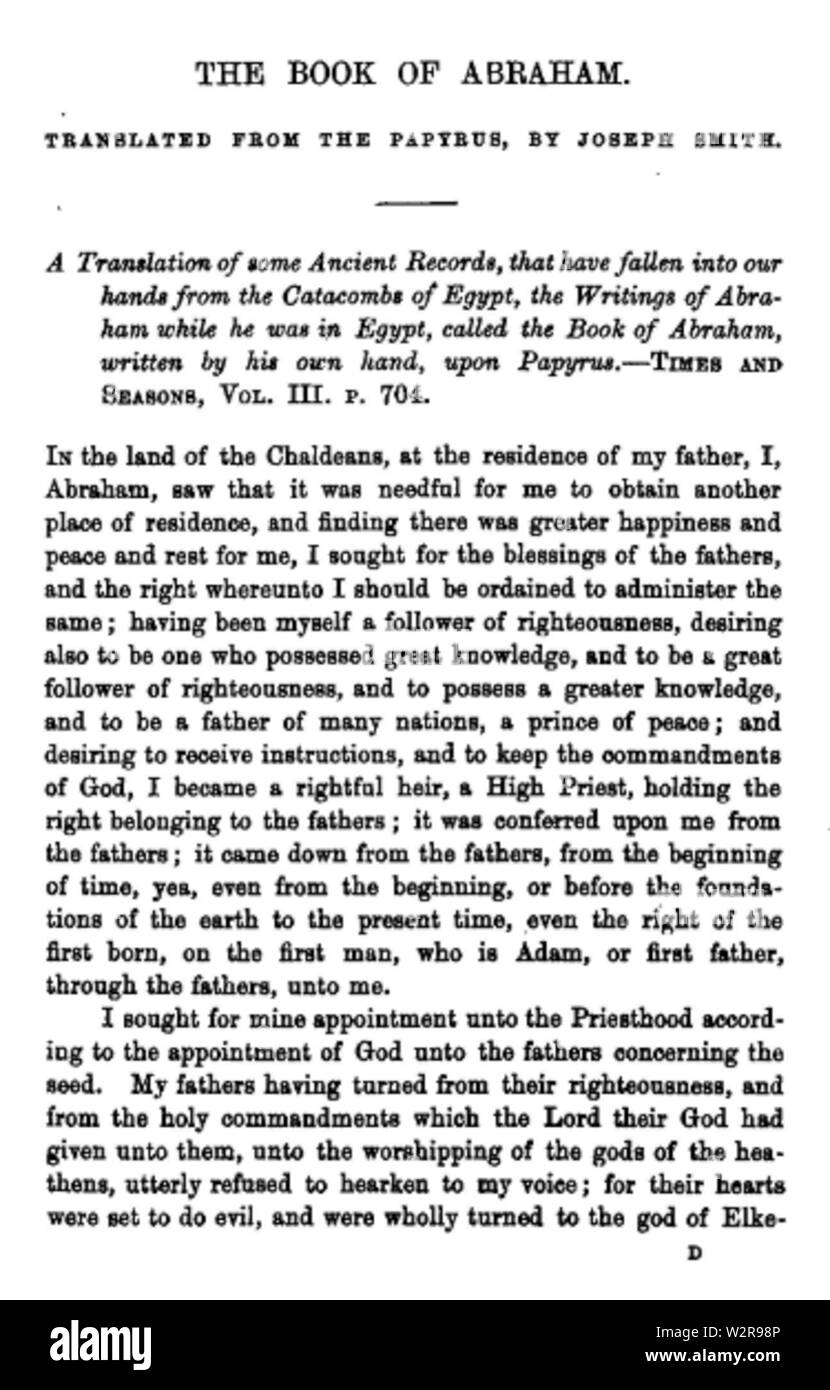 Book of Abraham FirstPage Stock Photo - Alamy