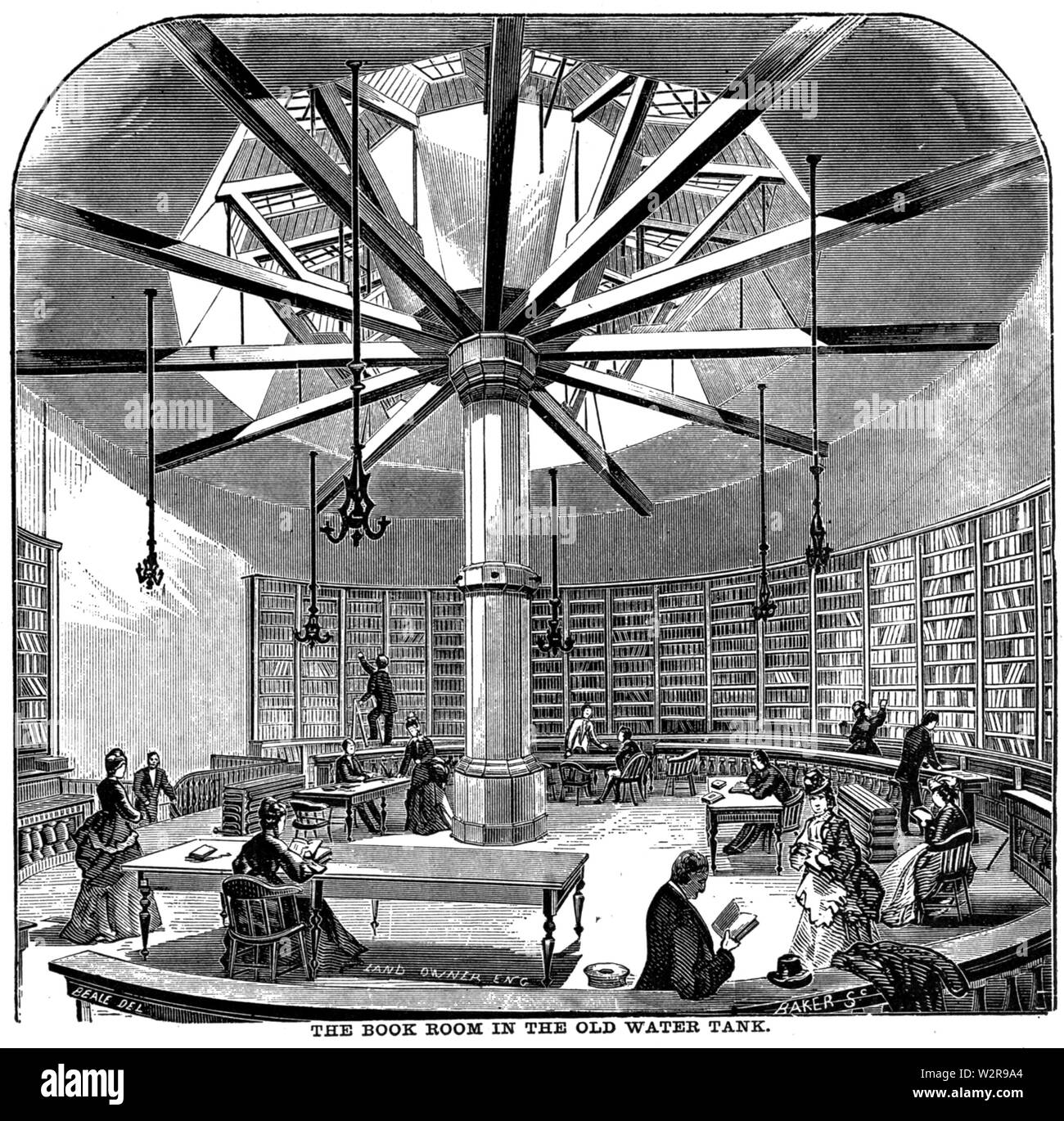 Book Room in the Old Water Tank, Chicago, 1873 Stock Photo - Alamy