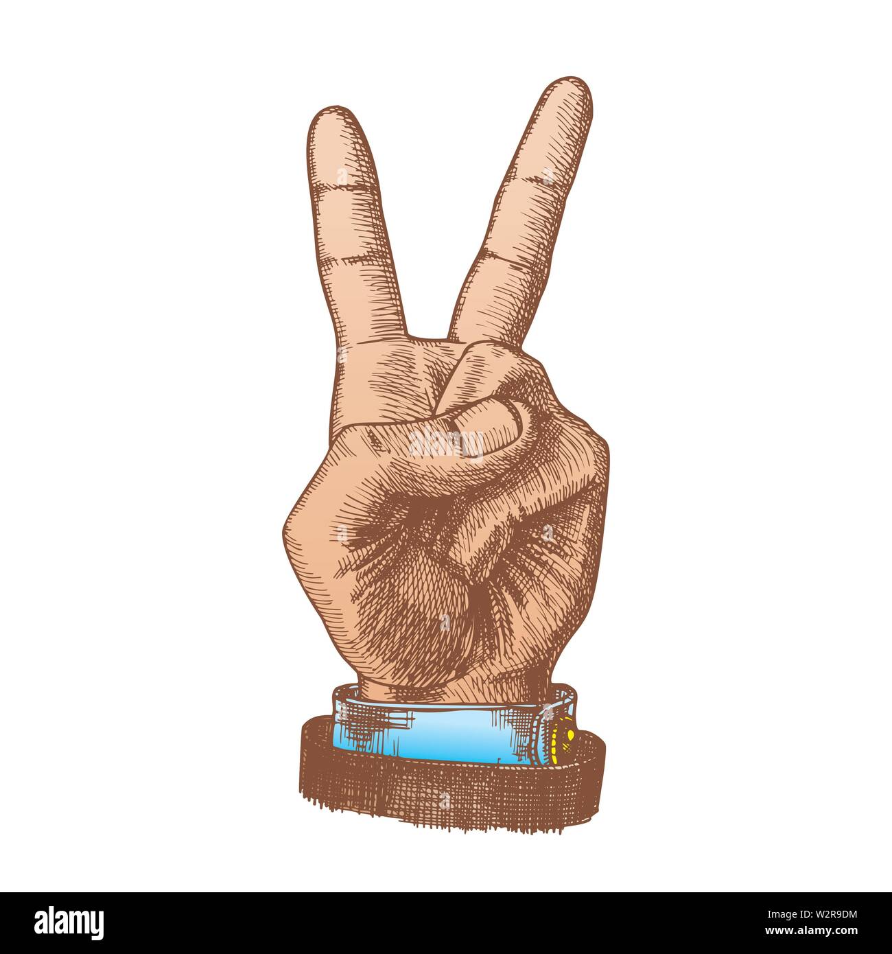 Hand Gesture Color Peace Symbol Two Finger Up Vector Stock Vector Image ...