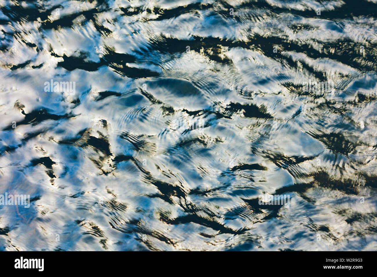 Overhead view of reflections and ripples on river water Stock Photo - Alamy
