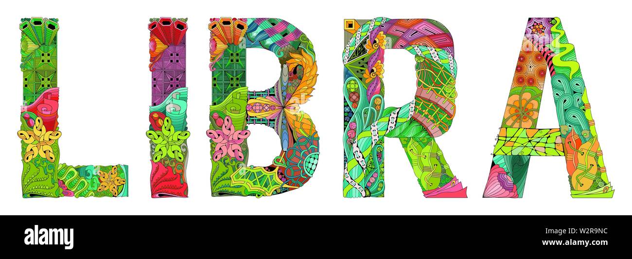 Word Libra. Vector zentangle object for decoration Stock Vector Image ...
