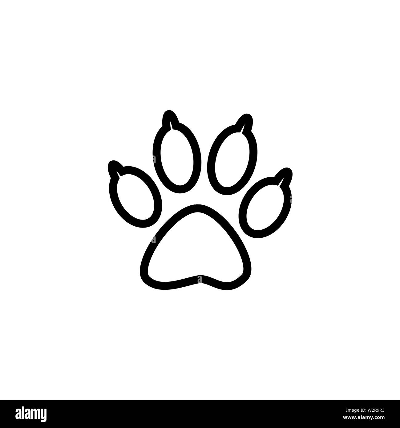 Paw Line Icon In Flat Style Vector For Apps, UI, Websites. Black Icon ...