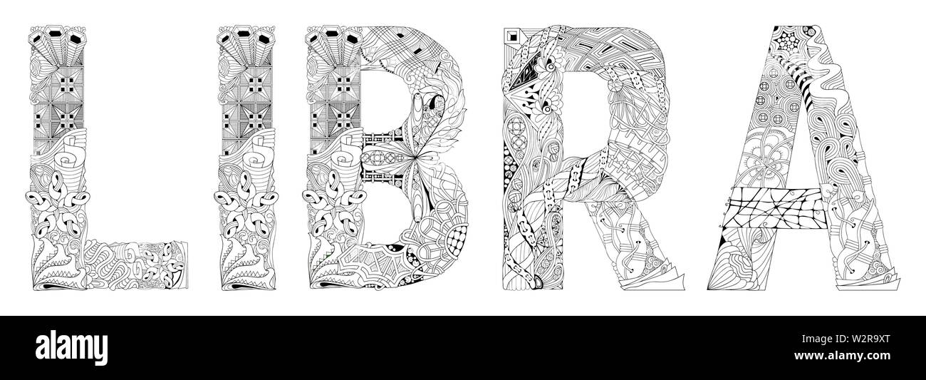 Word Libra. Vector zentangle object for decoration Stock Vector Image ...