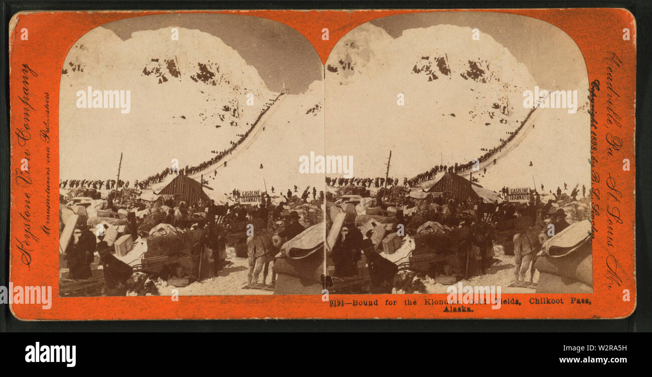Bound for the Klondike gold fields, Chilkoot Pass, Alaska, by Keystone ...