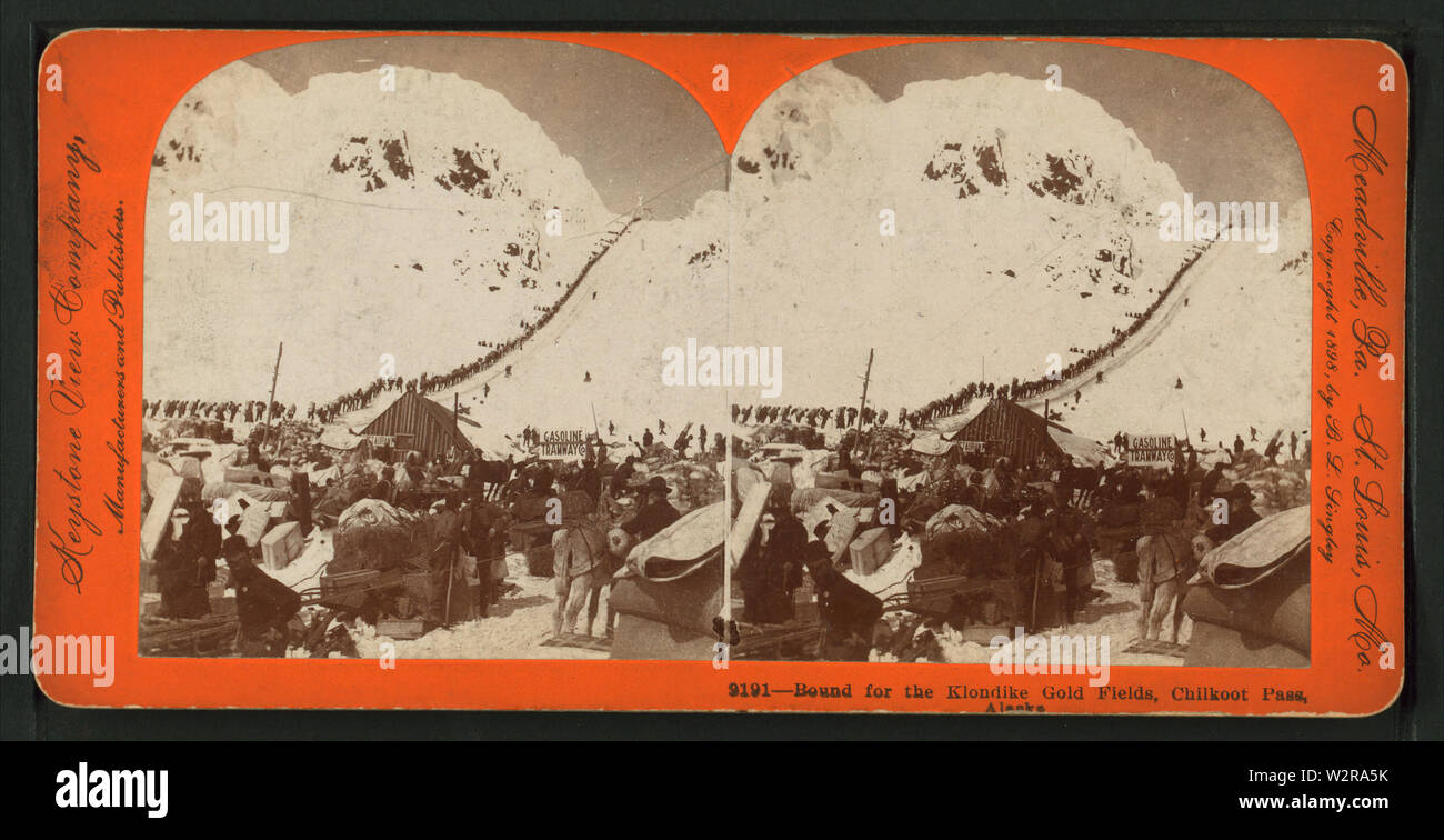 Bound for the Klondike gold fields, Chilkoot Pass, Alaska, by Keystone ...