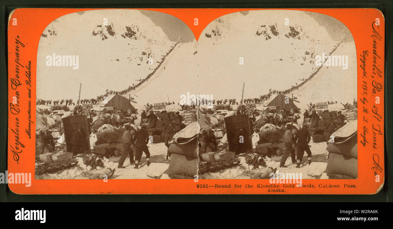 Bound for the Klondike gold fields, Chilkoot Pass, Alaska, by Keystone ...