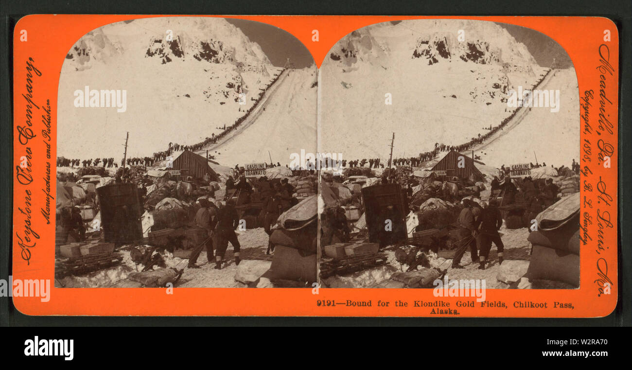 Bound for the Klondike gold fields, Chilkoot Pass, Alaska, by Keystone ...