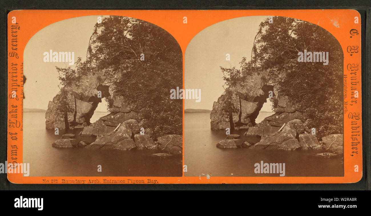 Boundary arch, entrance Pigeon Bay, by Childs, B F Stock Photo - Alamy