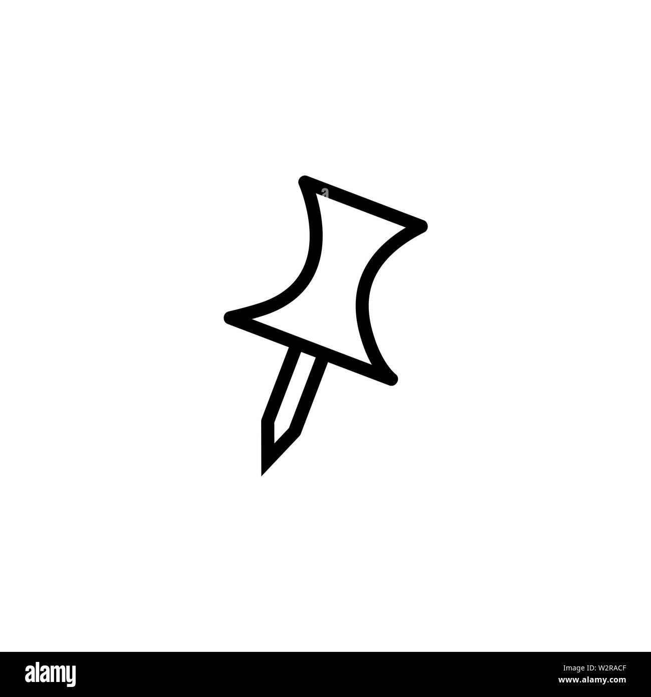 Push Pin Line Icon In Flat Style Vector For Apps, UI, Websites. Black ...