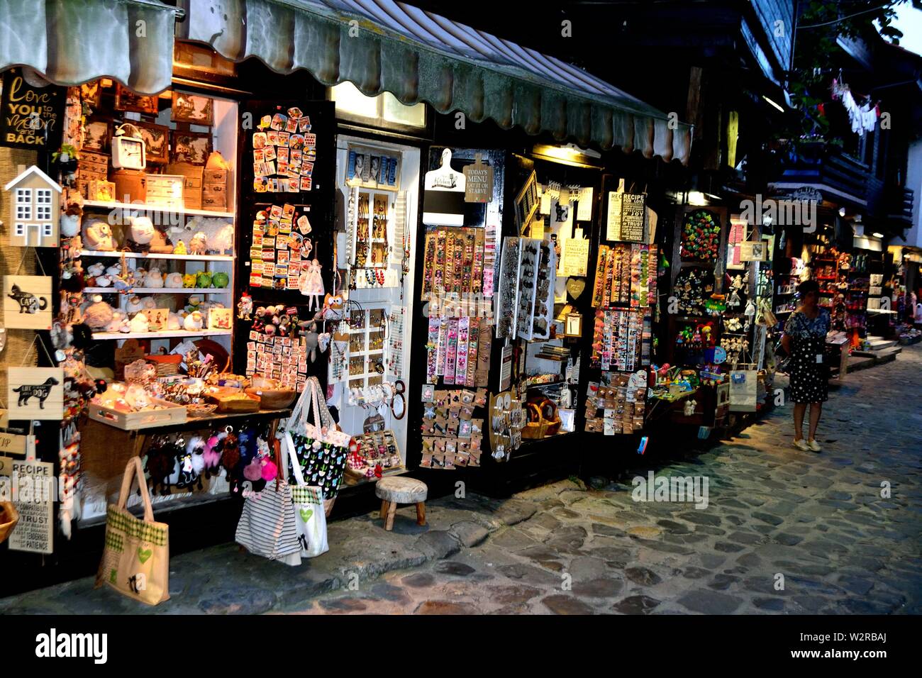 Selling typical souvenirs in NESSEBAR - Black Sea - BULGARIA Stock ...