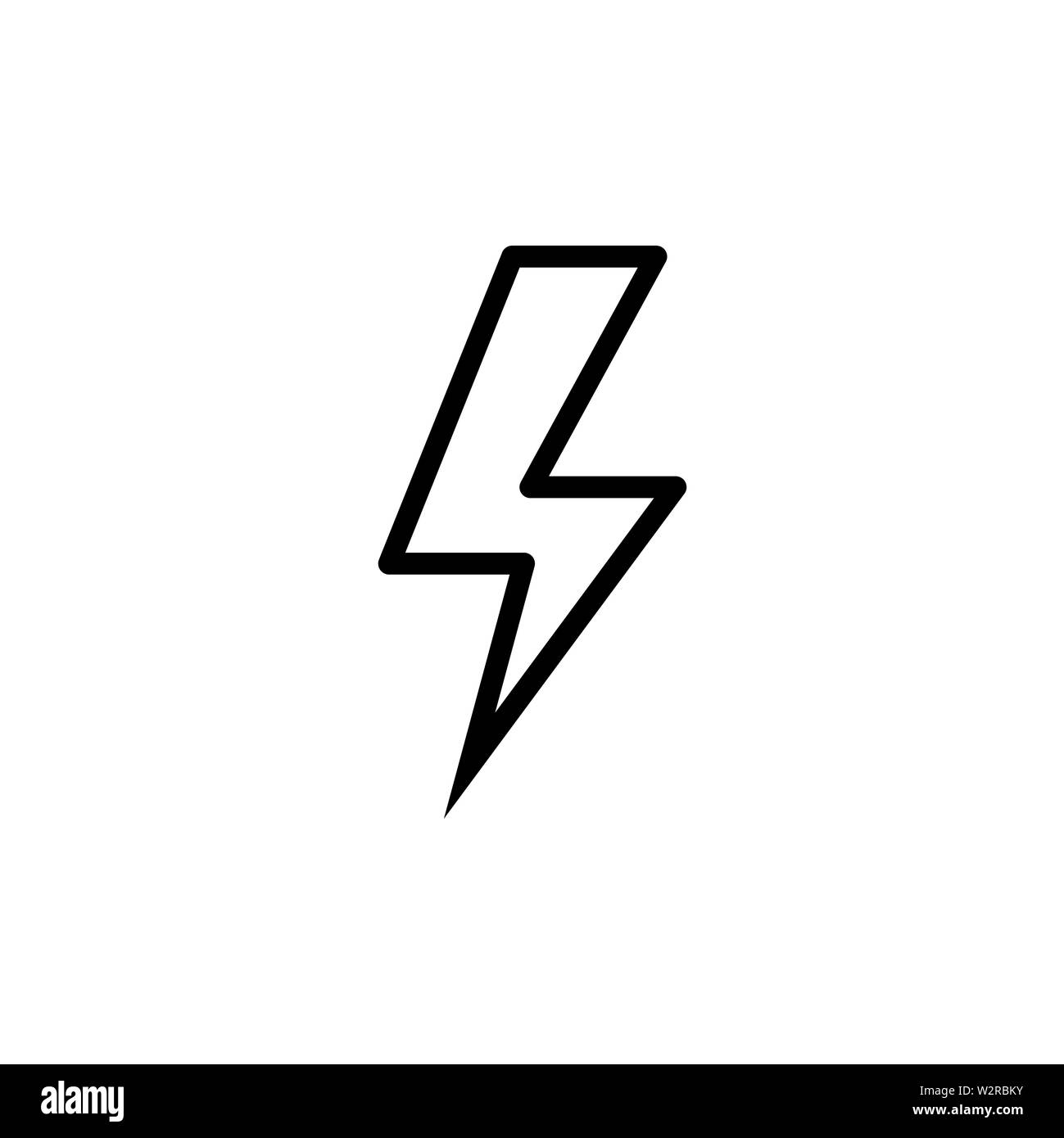 Thunderbolt Line Icon In Flat Style Vector For Apps, UI, Websites ...