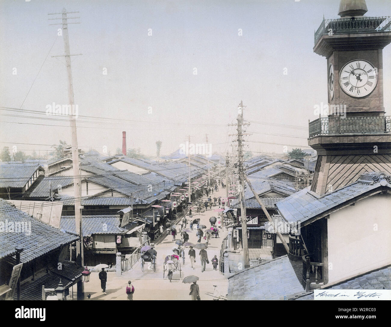 [ 1890s Japan - Shijo Shopping Street, Kyoto ] — Panoramic view of ...
