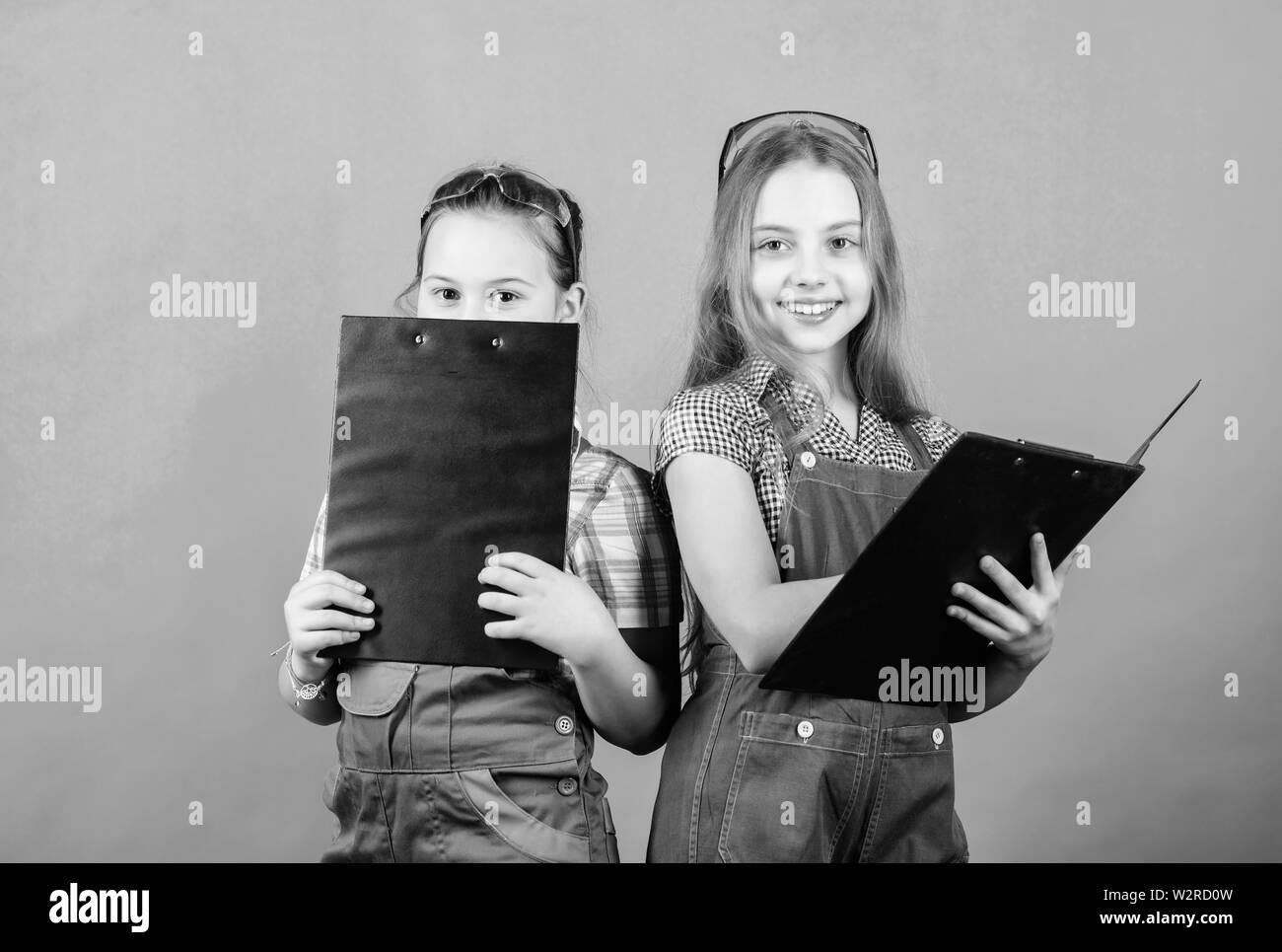 According to plan. Future profession. Kids girls planning renovation ...
