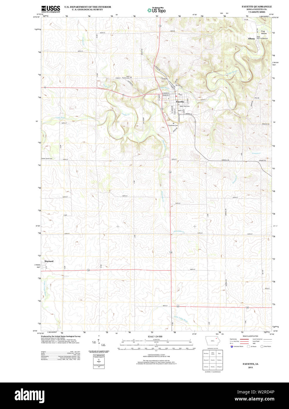 USGS TOPO Maps Iowa IA Fayette 20130417 TM Restoration Stock Photo - Alamy