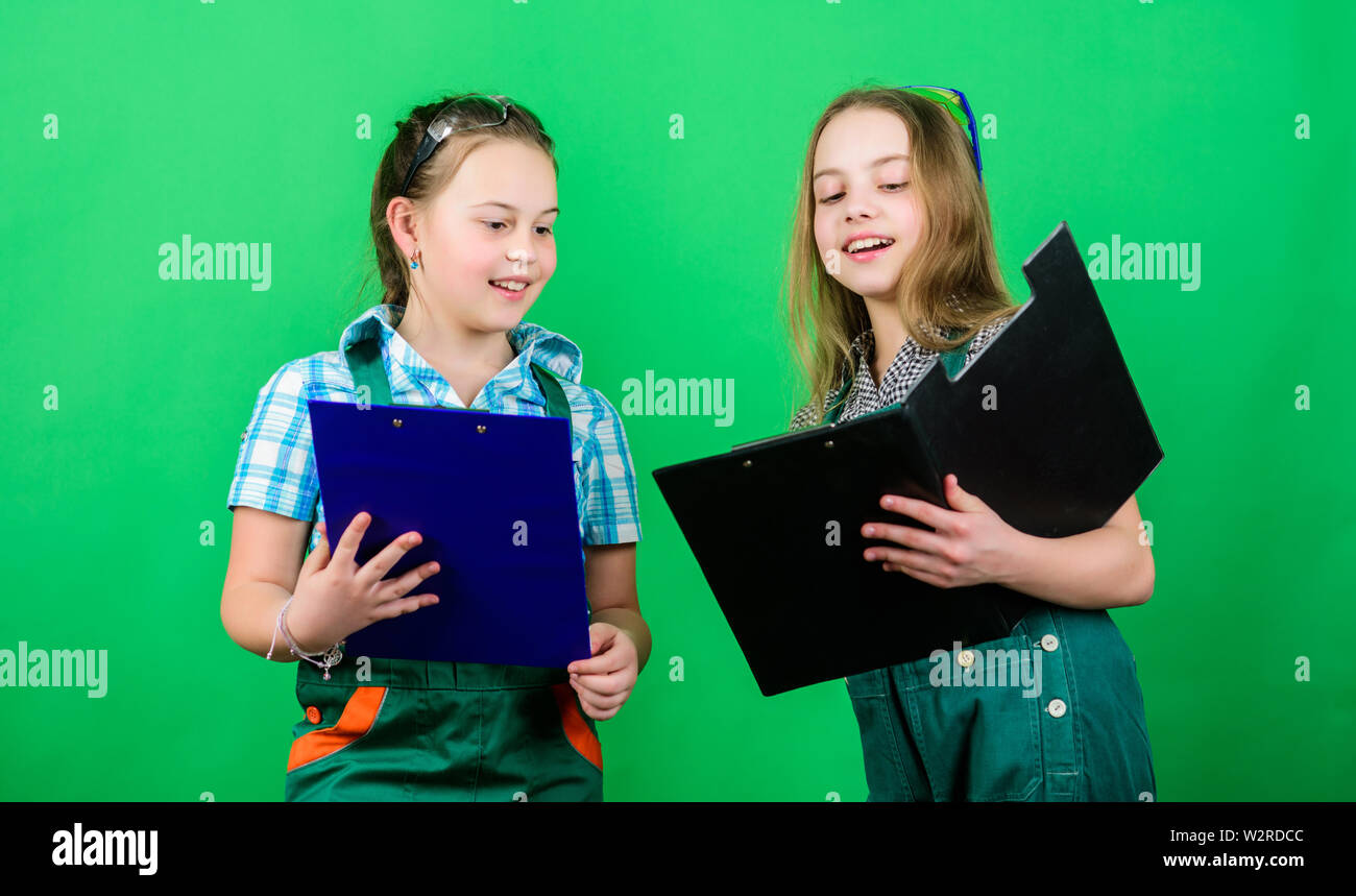 Future profession. Kids girls planning renovation. Initiative children ...