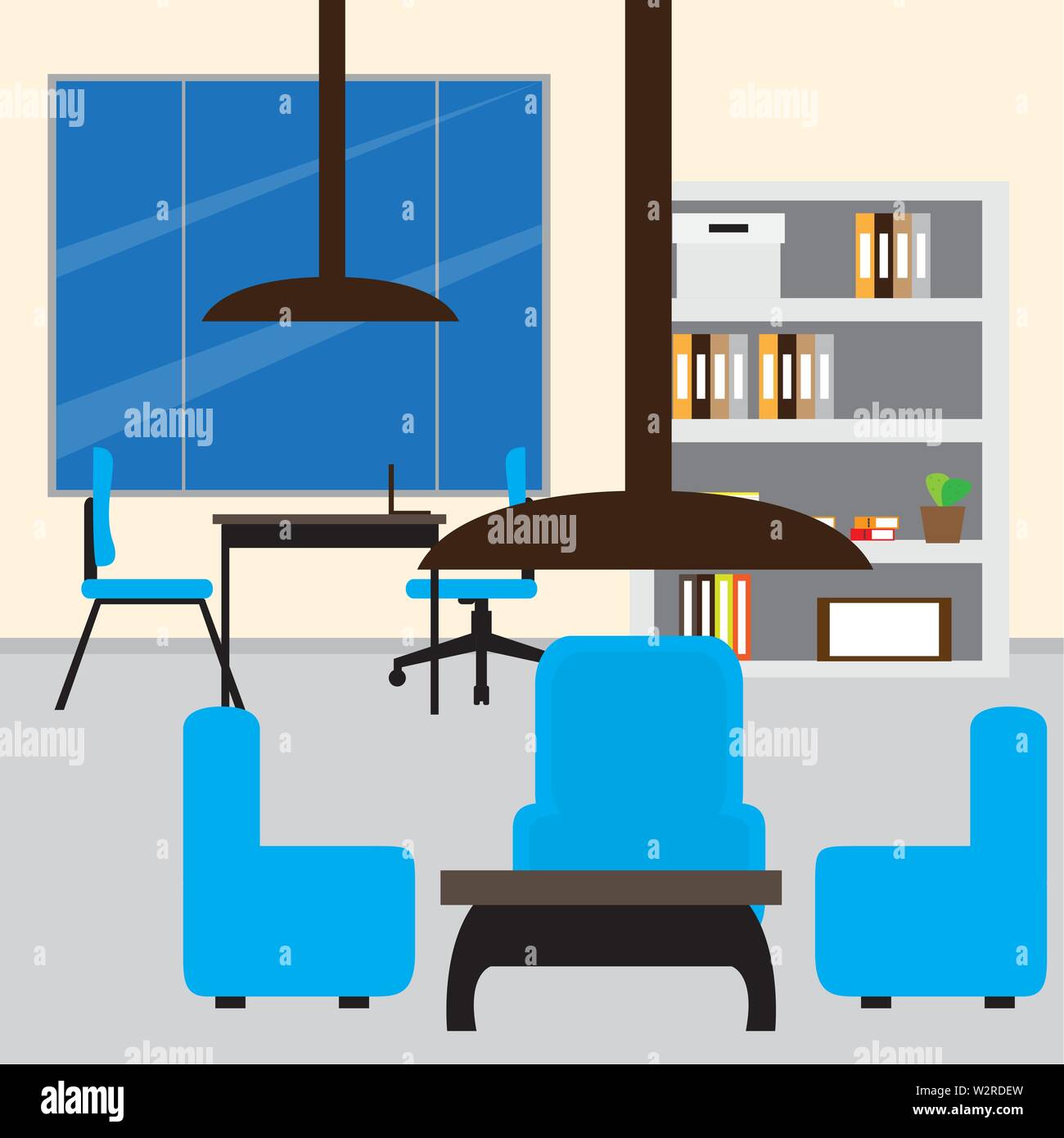 Office workplace room with a table and a chair- Vector Stock Vector ...