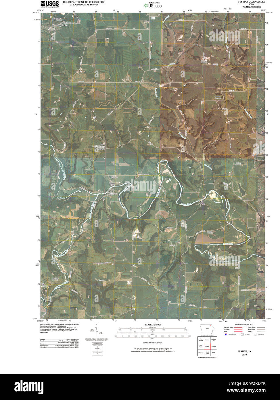 USGS TOPO Maps Iowa IA Festina 20100428 TM Restoration Stock Photo - Alamy
