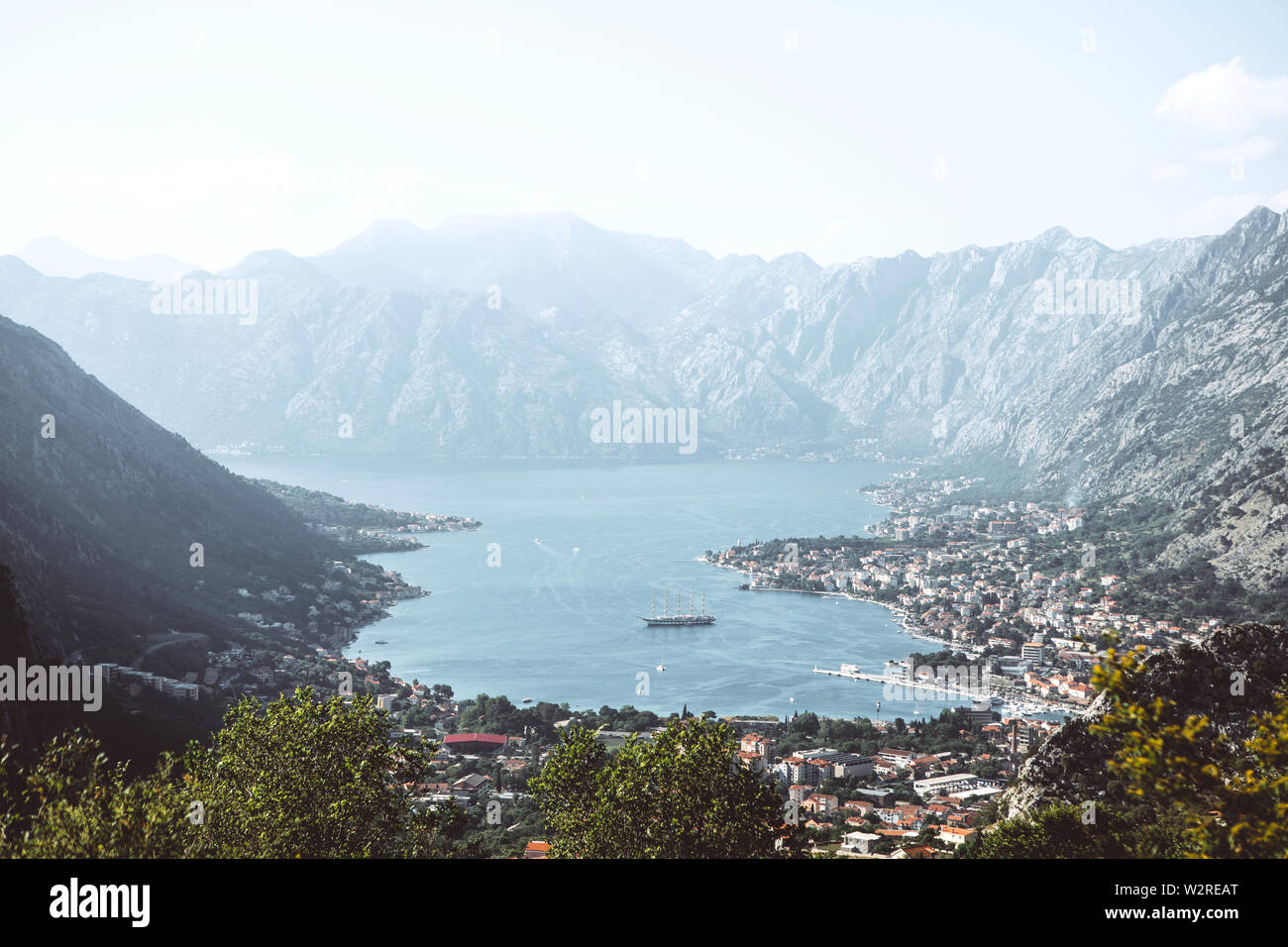 Beautiful view of the Bay of Kotor in Montenegro. Aerial view of the ...
