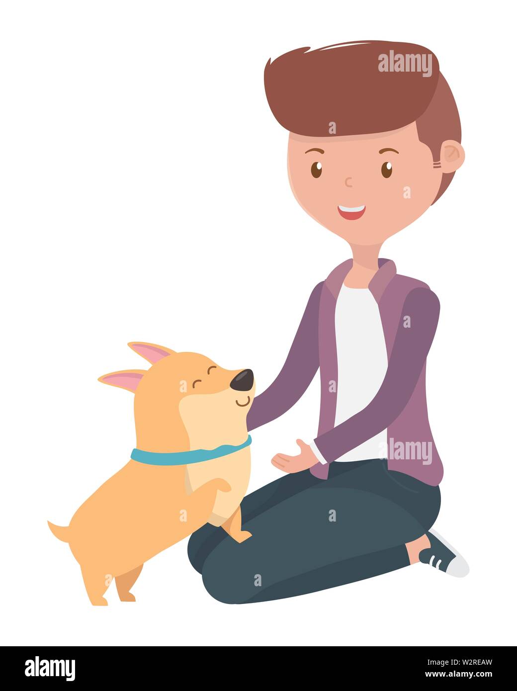 Boy with dog cartoon design, Mascot pet animal nature cute and puppy ...