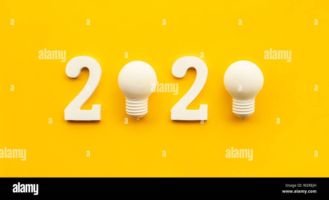 2020 creativity inspiration concepts with text nuber and lightbulb on ...