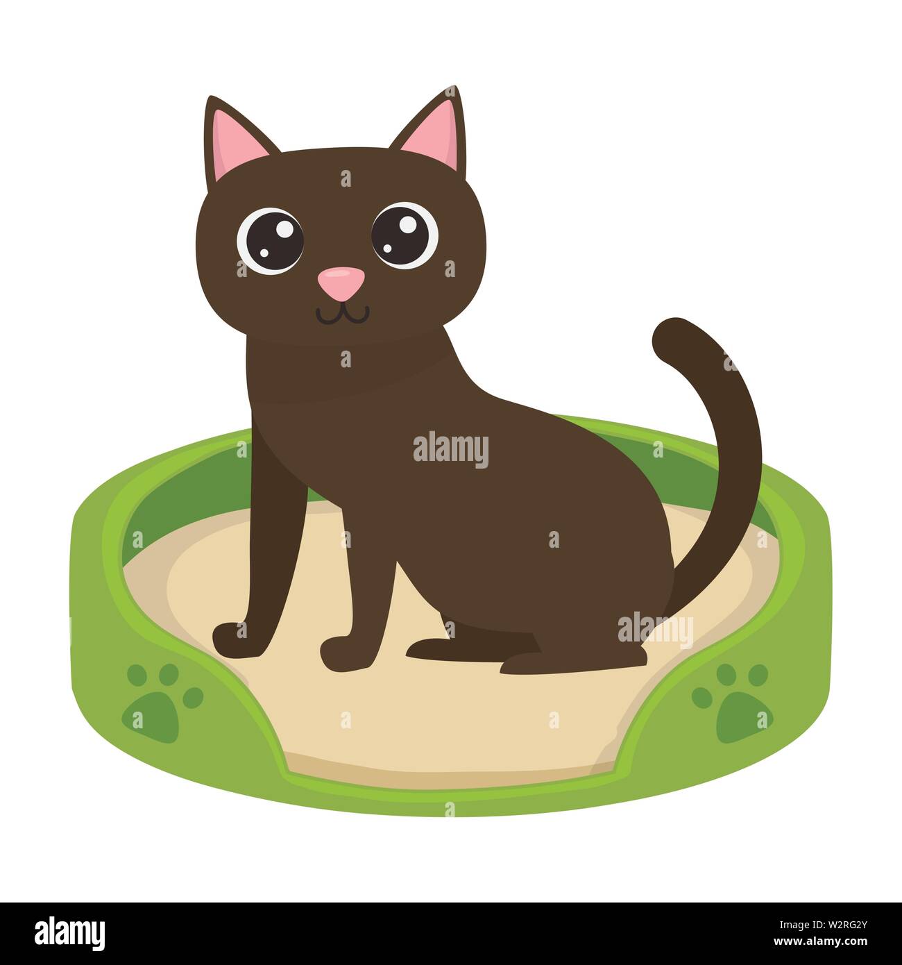 Cat cartoon in bed design, Mascot pet animal domestic cute life nature ...
