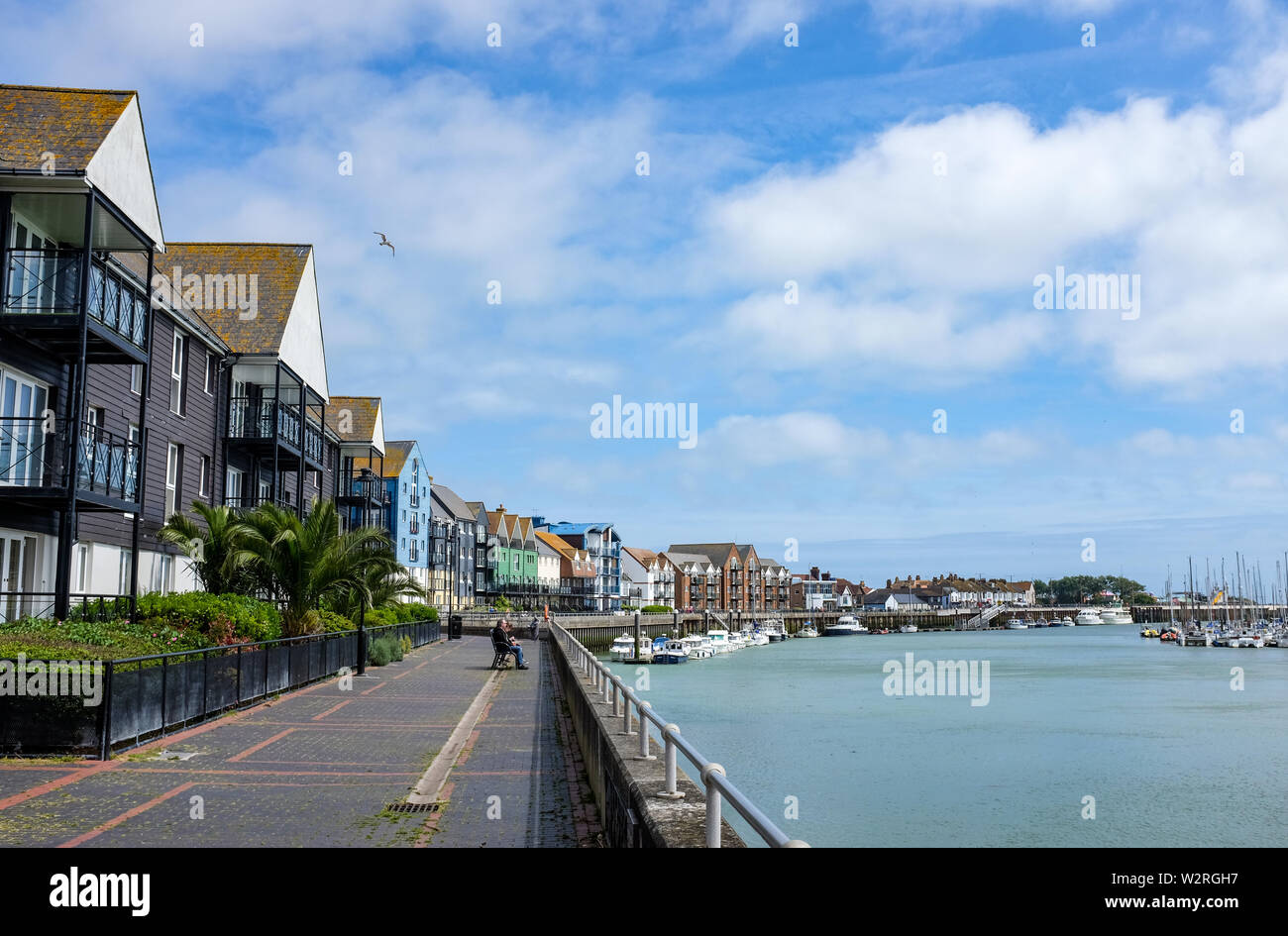 Littlehampton West Sussex UK - Homes overlooking the River Arun harbour ...