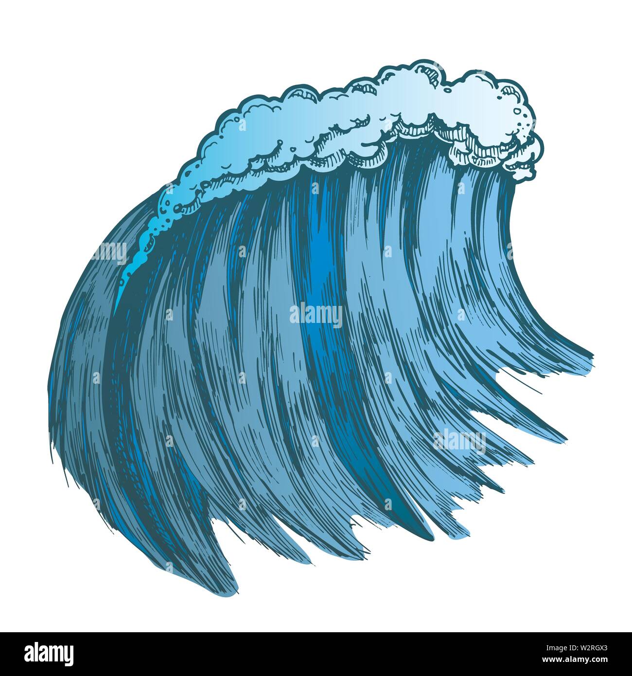 Color Big Foamy Tropical Sea Marine Wave Storm Vector Stock Vector ...