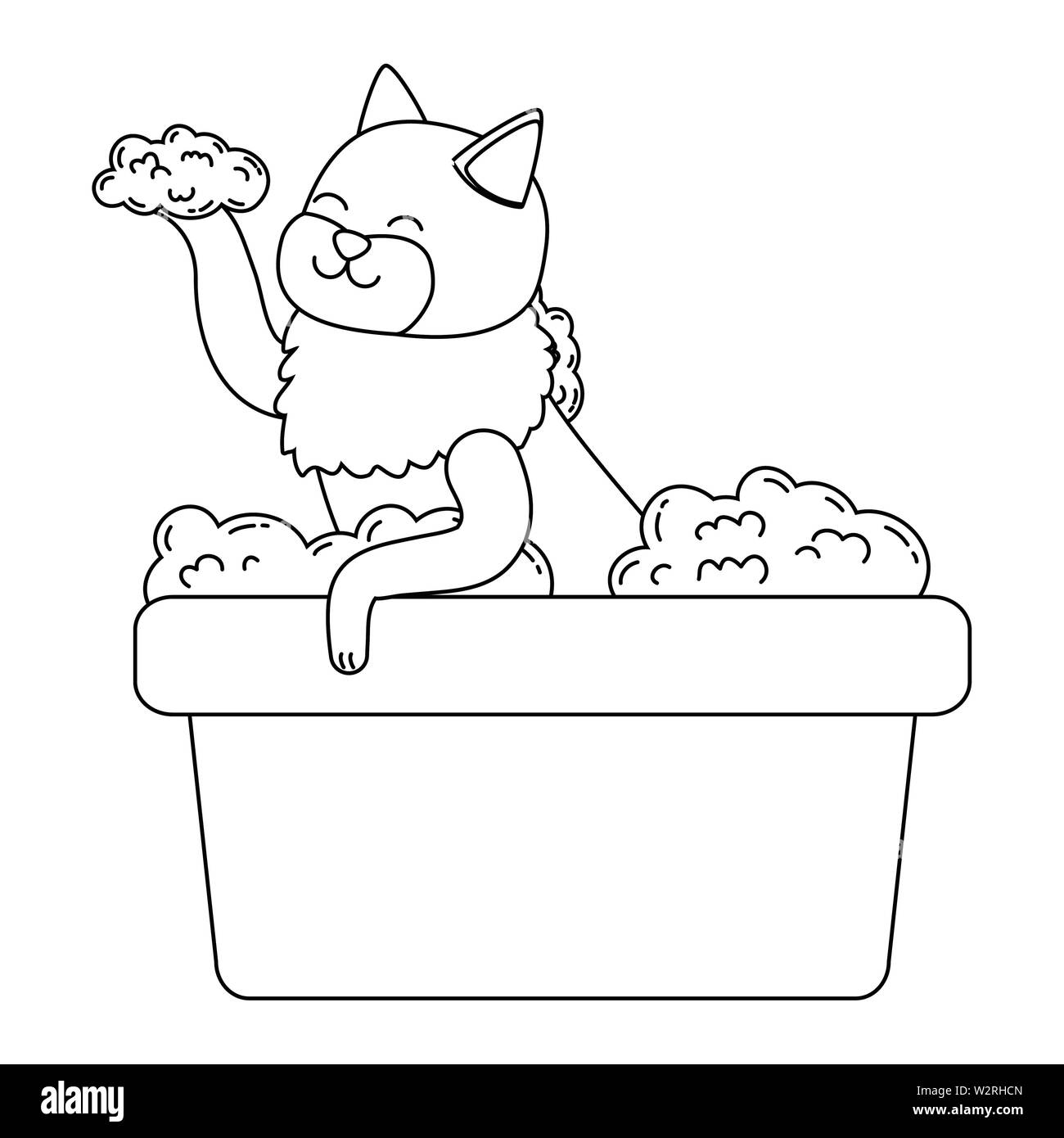 Cat cartoon taking shower design, Mascot pet animal domestic cute life ...