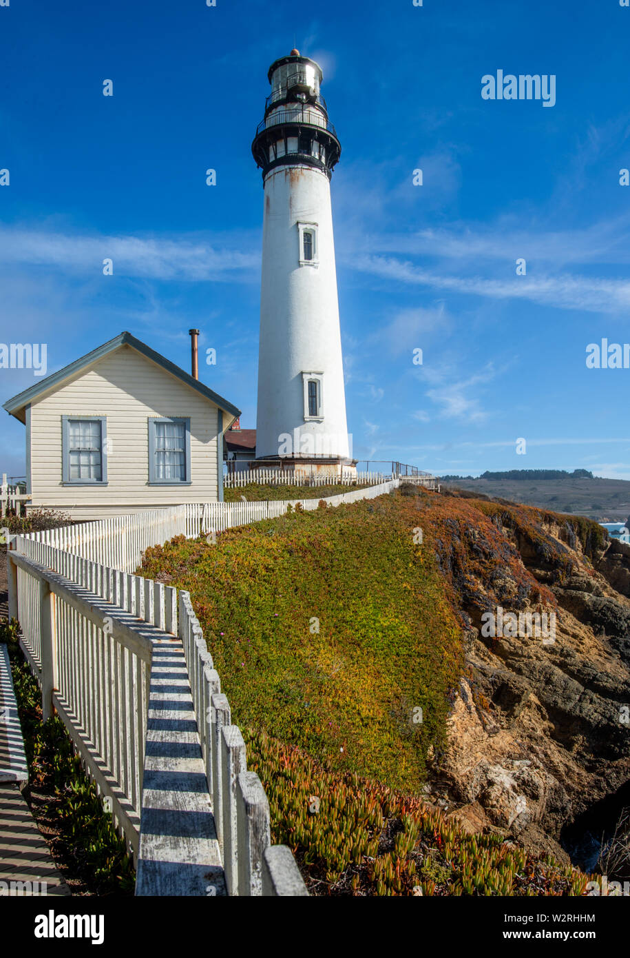Aerial view of Pigeon Point Lighthouse in California, USA Stock Photo ...