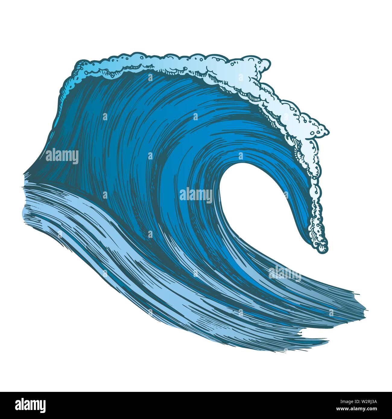 Color Rushing Tropical Ocean Marine Wave Storm Vector Stock Vector ...