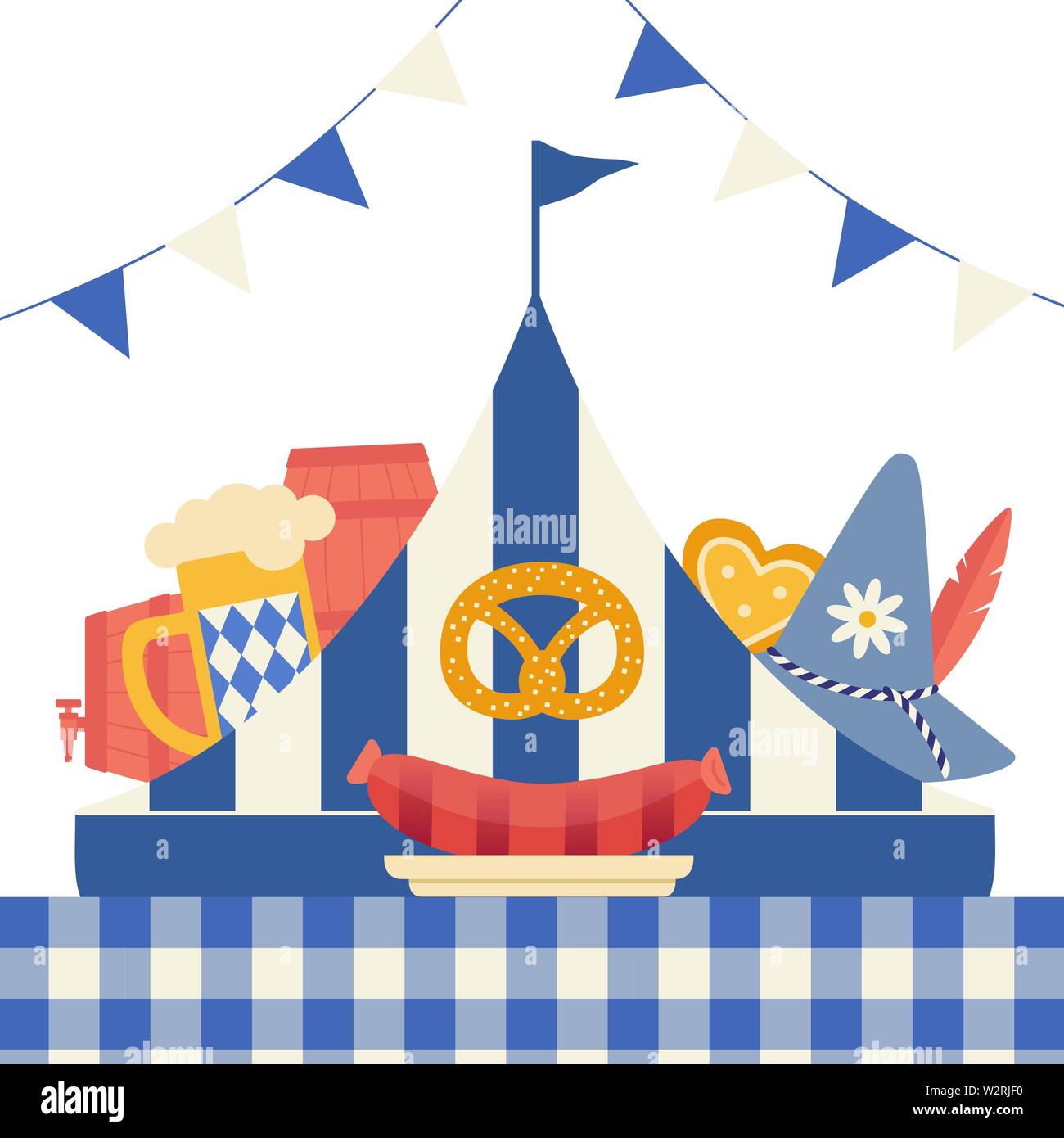 Hand drawn Oktoberfest flat color vector icon Stock Vector Image & Art ...
