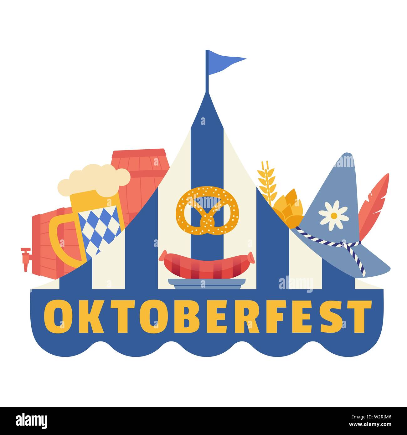Hand drawn Oktoberfest flat color vector icon Stock Vector Image & Art ...