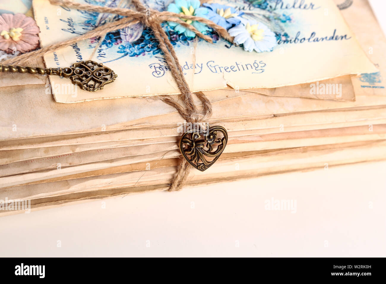 Handmade scrapbooking boxes and books items on white background Stock ...