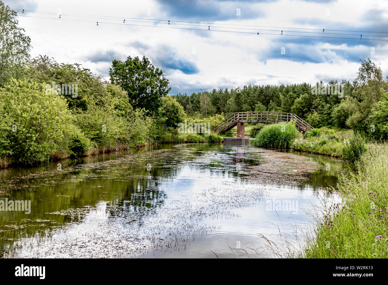 Moira Furnace Ashby Canal ,Narrowboat , Footbridges and Railway line ...