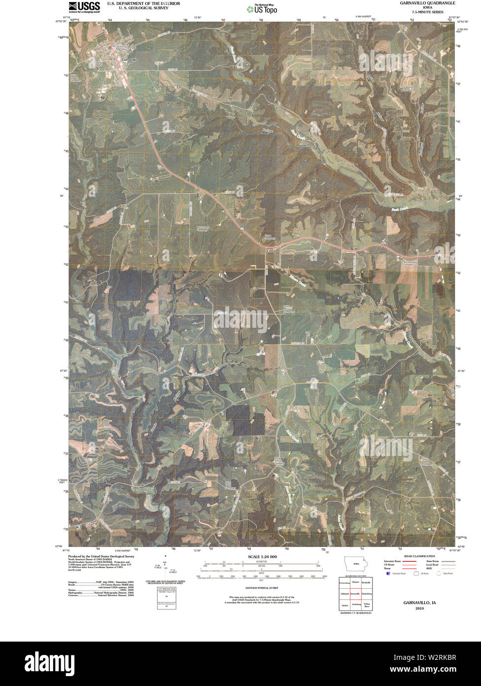 USGS TOPO Maps Iowa IA Garnavillo 20100427 TM Restoration Stock Photo ...
