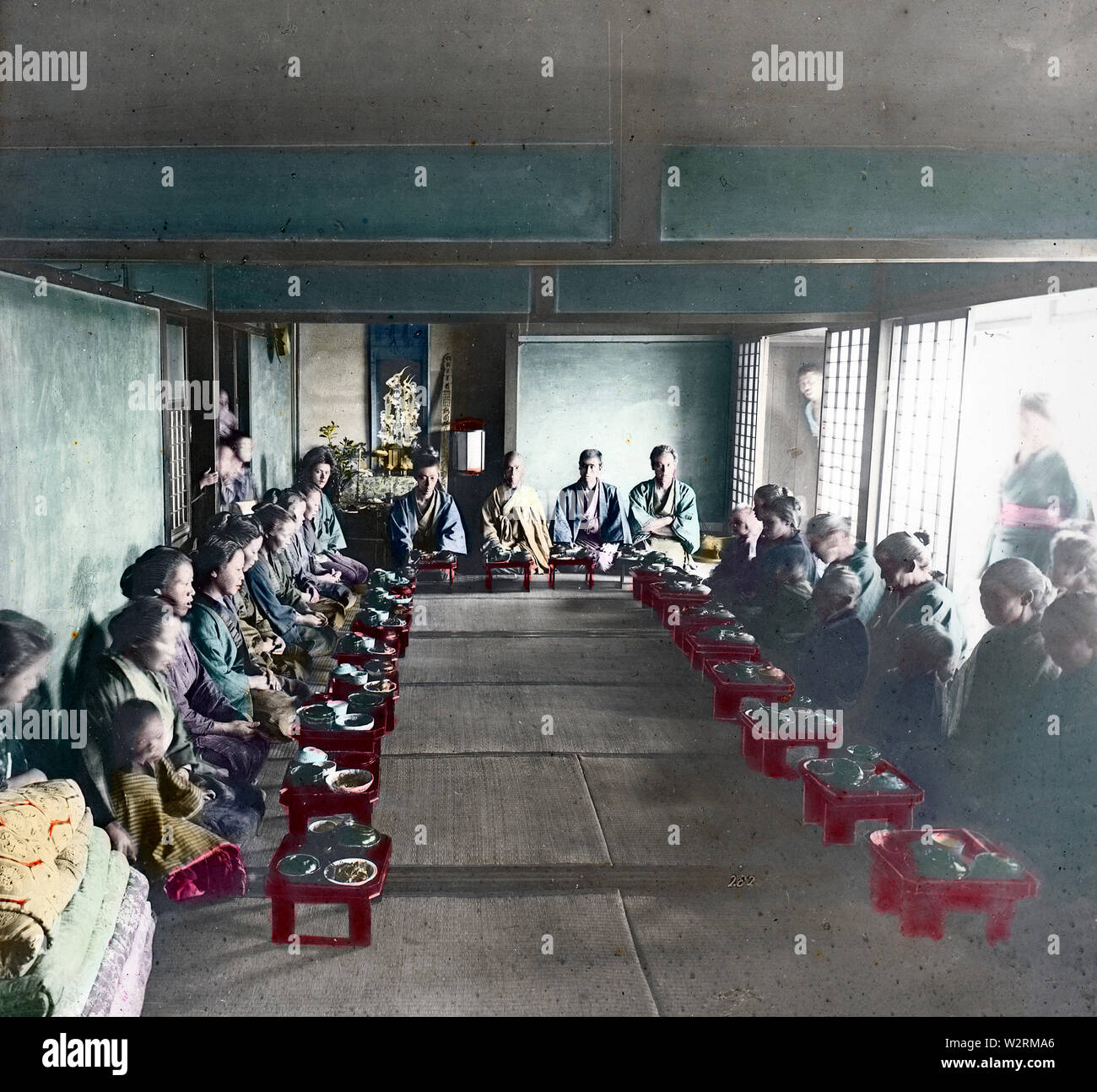 [ 1890s Japan - Formal Japanese Meal ] — Large group of people at a ...
