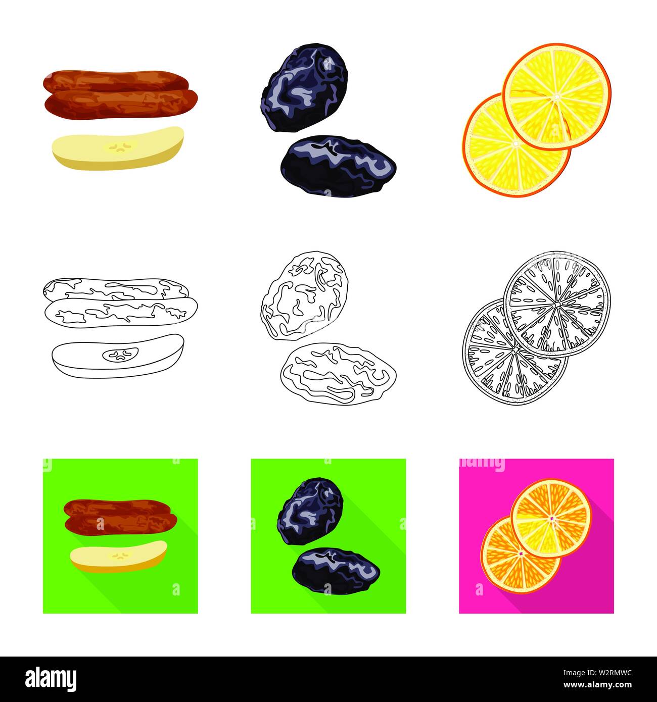 Vector design of food and raw sign. Set of food and nature stock vector ...