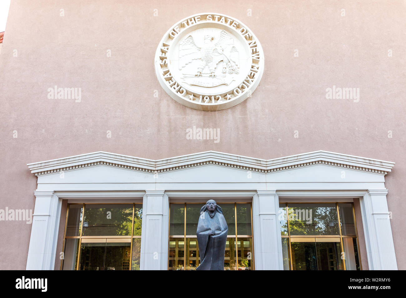Santa Fe, USA - June 14, 2019: Capitol building in downtown center of ...