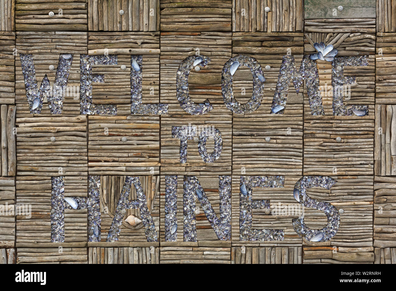 Welcome sign, Haines, Lynn Canal, Alaska, USA Stock Photo - Alamy