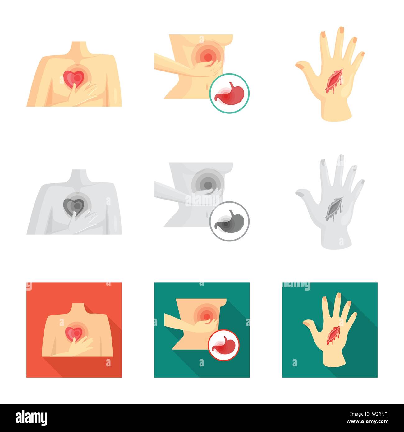 Vector illustration of hospital and rendering symbol. Collection of ...
