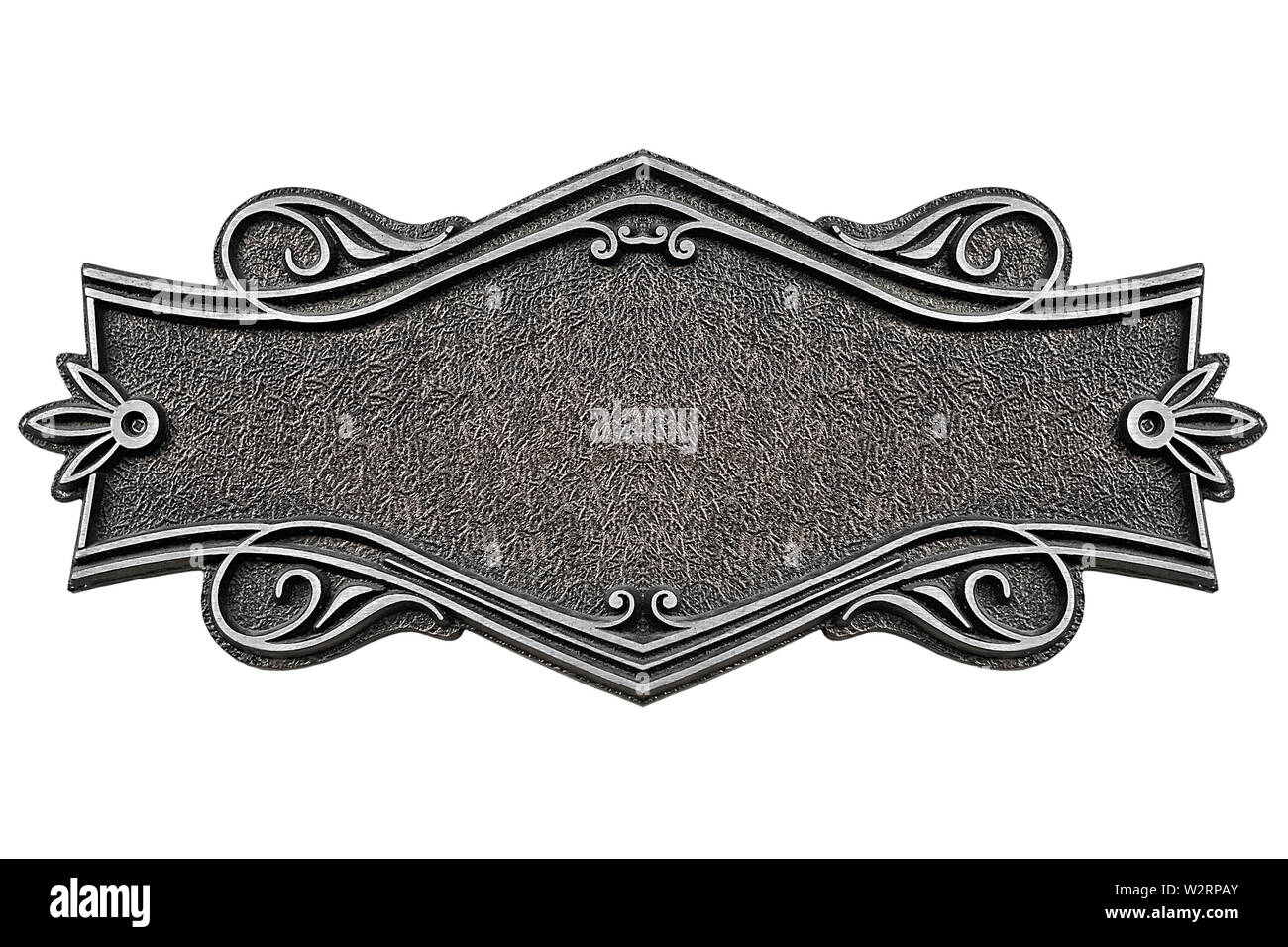 Vintage cast metal plate isolated on white background Stock Photo - Alamy
